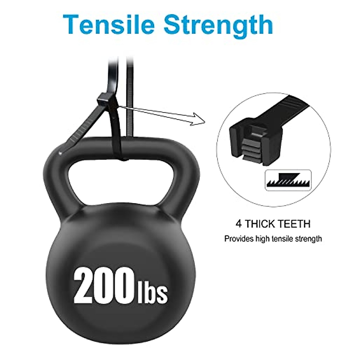 Long Zip Ties Heavy Duty 24 inch, Large Zip Ties with 200 lbs Tensile Strength, Big Cable Ties, Black, 50 Pack, by GAIIAN