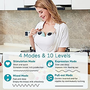 Paruu P3 Wearable Breast Pump Hands-Free, All-in-one Milk Storage, Breast Pump Portable, 4 Modes & 10 Levels, Electric & Smart Display, Memory Function, 17/21/25mm Flange (2 Packs)