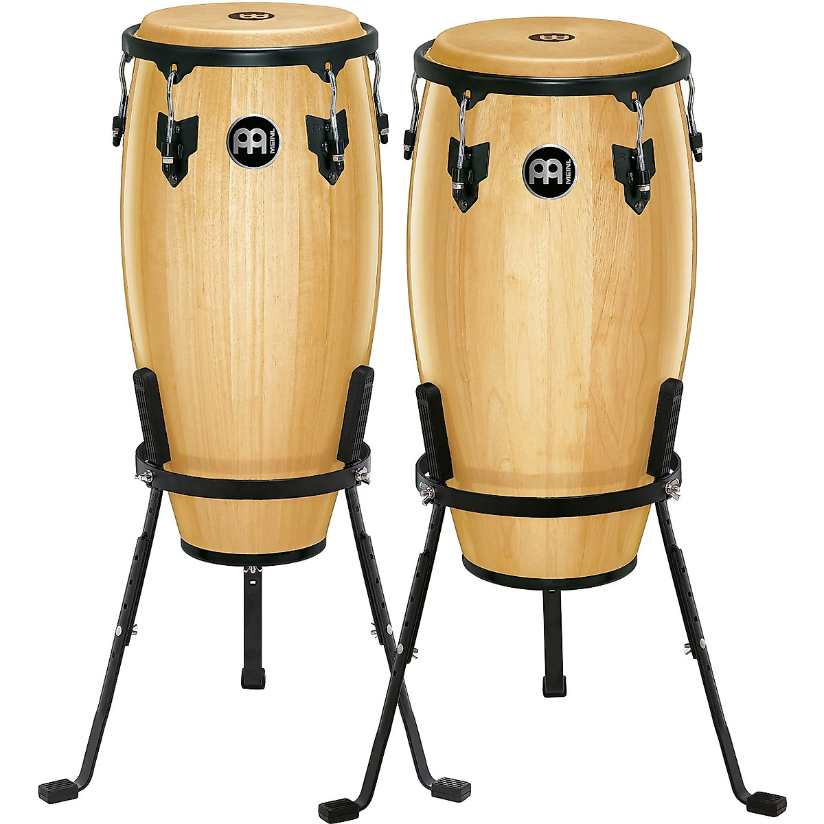 Meinl Percussion HC512NT Headliner Series 11-Inch and 12-Inch Conga Set With Basket Stands, Natural