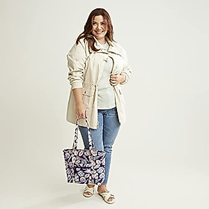 Vera Bradley Women's Cotton Small Vera Tote Bag, Fresh-Cut Floral Green, One Size