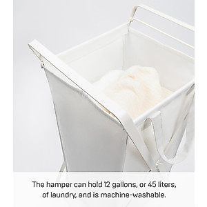 Yamazaki Home Laundry Hamper Clothes Basket Liner | Steel + Cotton, Medium, White
