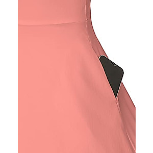 GownTown Women's 1950s Vintage Dresses Cap Sleeves Cocktail Stretchy Dresses with Pocket Red