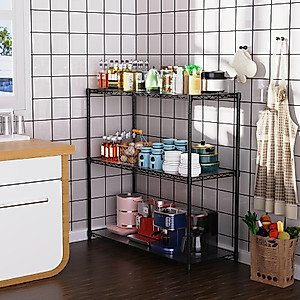 pouseayar Black NSF 3 Tier Metal Shelf Wire Shelving Unit, 1050lbs Heavy Duty Adjustable Storage Rack with Shelf Liners for Closet Kitchen Garage Basement Commercial Shelving - 48" H x 48" L x 18" D