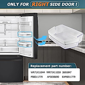UPGRADED WR71X11044, WR71X11059 Refrigerator Door Bin (Right Door), Compatible with ge Refrigerator (Some Models, not All), Replaces PS6011779, AP5656690, 2691847, EAP6011779 Fridge Door Shelf