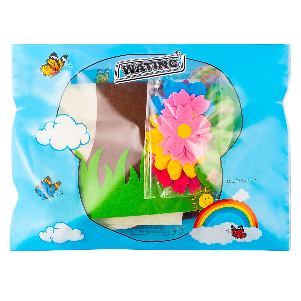 WATINC 49Pcs DIY Spring Tree Felt Board Craft Kit, Flower Leaf Butterfly Snail Bird Detachable Ornaments Spring Party Decoration for Kids, Activity Creative Game Wall Hanging Decor for Home Classroom