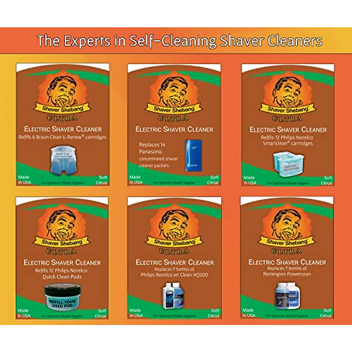 Shaver Shebang replacement for 14 Panasonic WES4L03 cleaner packets