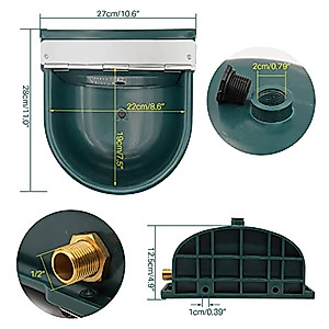 MINYULUA Automatic Livestock Waterer Bowl with Brass Float Valve and 39 inch Braided Hose Large Dog Water Dispenser Cow Drinking Trough for Dogs Horse Cattle Goat Donkey Pig