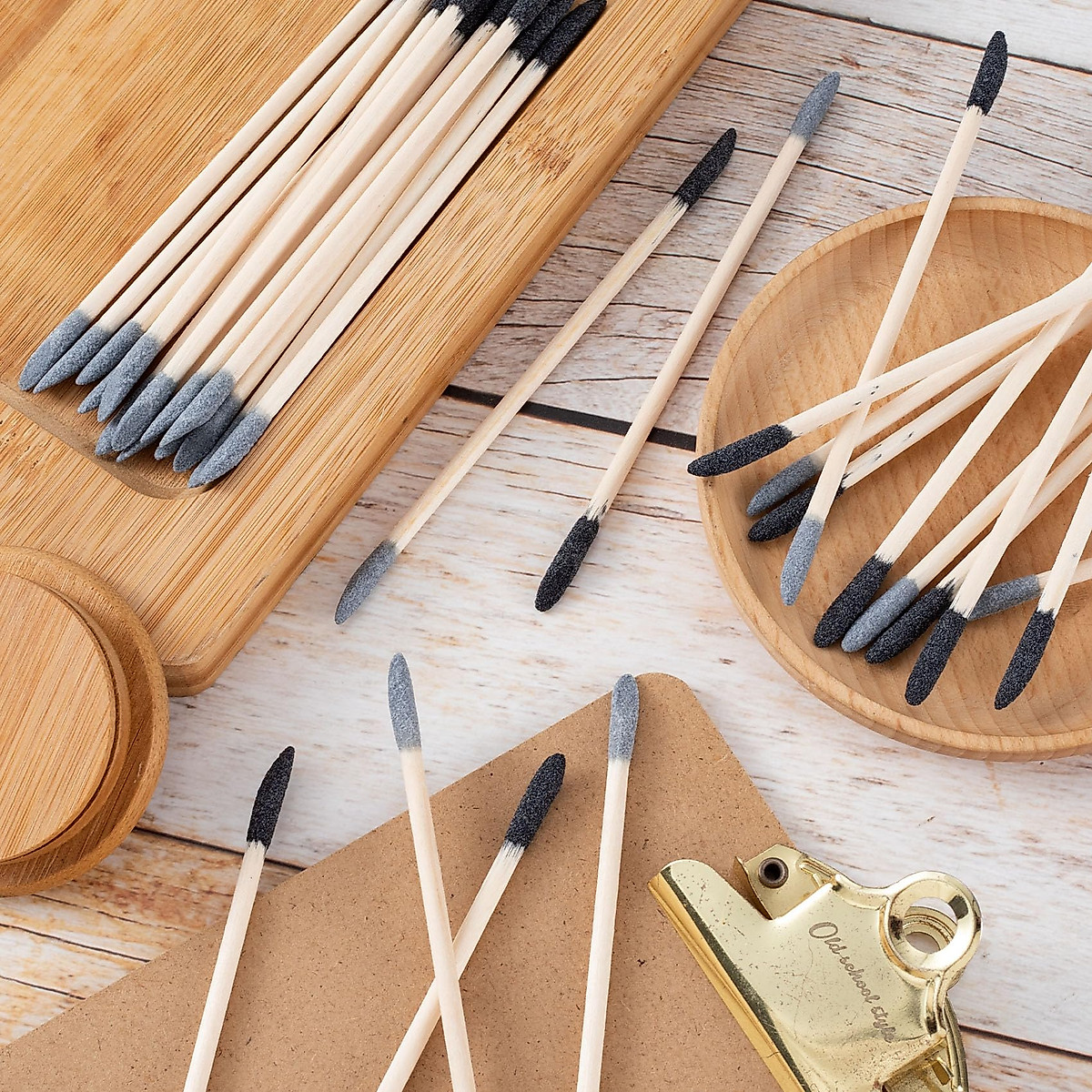 HINZIC 10 Pcs Sanding Sticks Double End 5.5 x 0.2 Inch Matchsticks Sanding Twigs 150/280 Grit Fine Detailing Polishing Tool for Plastic Models Miniatures Wood Hobby Stuffers