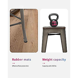 FDW 24 Inches Metal Bar Stools Set of 4 Counter Height Wood Seat Barstool Patio Stool Stackable Backless Stool Indoor Outdoor Metal Kitchen Stools Bar Chairs (Bronze)