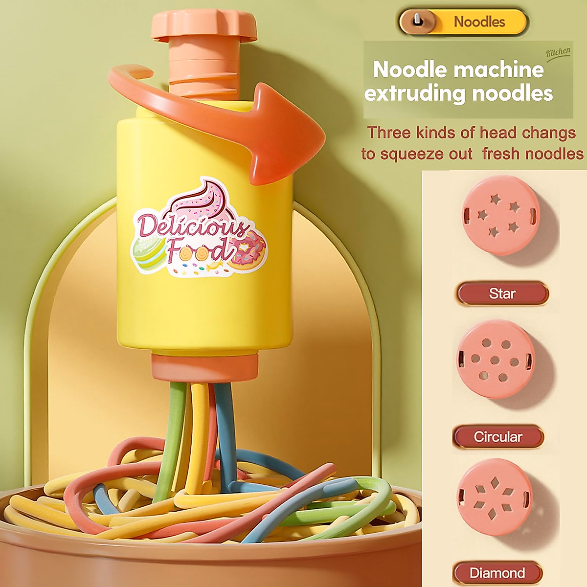 BeiBeGood Play Kitchen- Kitchen Playset Pretend Food - Toy Accessories Set w/Noodle Machine, Ice Machine, Cooking Stove with Steam, 88 PCS for Toddlers Kids 43 inch, Girls & Boys-Pink（3-5 Years）, Red