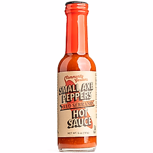 Small Axe Peppers Red Serrano Hot Sauce, 5 oz - All Natural, Kosher, non-GMO, Community Garden Grown Ghost Pepper Gourmet Hot Sauce, Featured on HOT ONES!