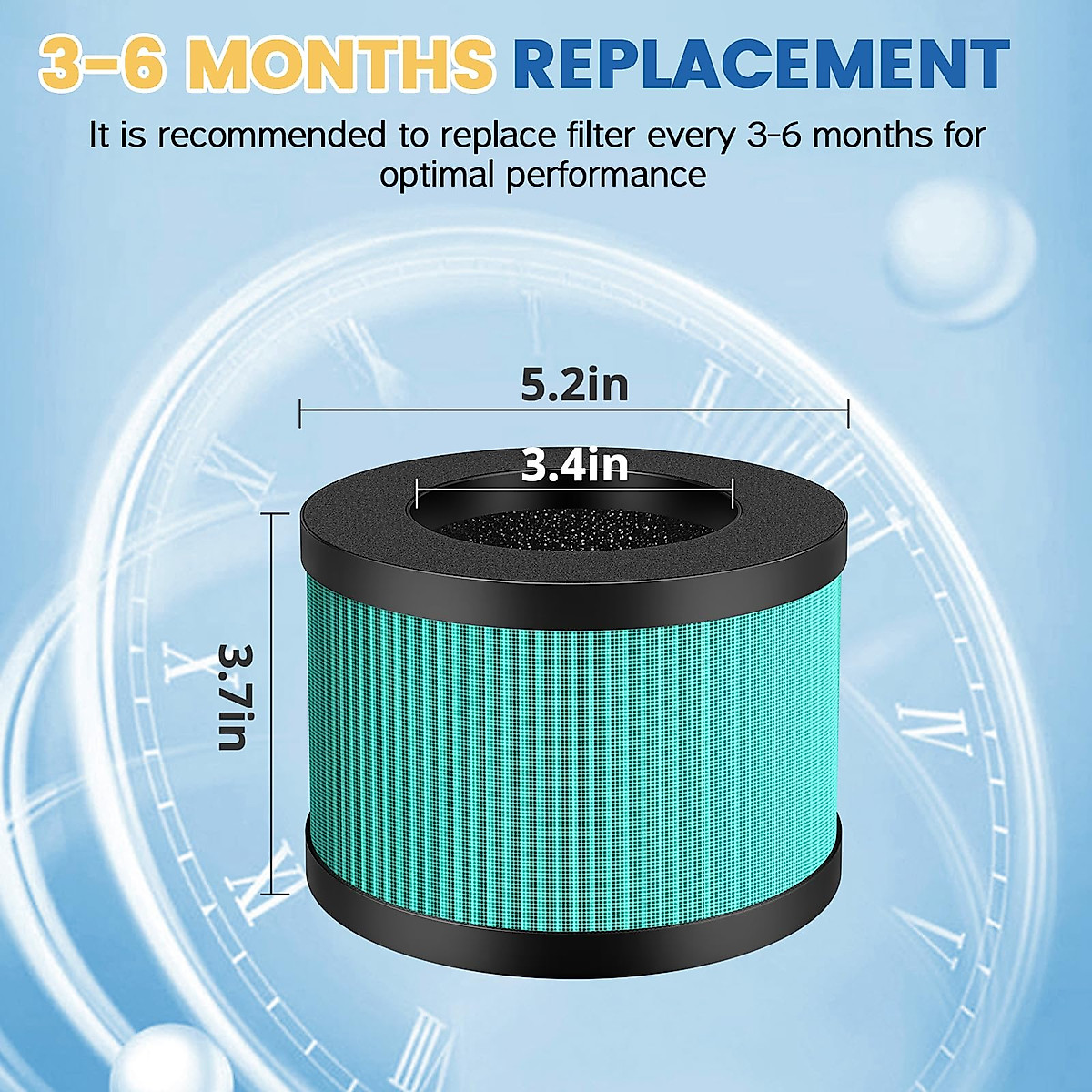 MK-06 TZ-K1 DH-JH01 Upgraded HEPA Replacement Filter Compatible with Tolife TZ-K1, Compatible with FreAire KN6391, Kloudi DH-JH01 and POMORON MJ012H Air Purifier (2 Pack Green-Pet Dander Version)