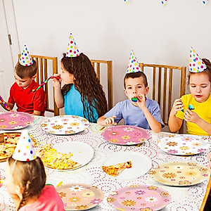 ojustbeok 48pcs Groovy Daisy Party Supplies Hippie Paper Plates Daisy Party Decorations Retro Daisy Plates Tableware Hippie Boho Flower Dessert Plates for Birthday Bridal Baby Shower Party Favor