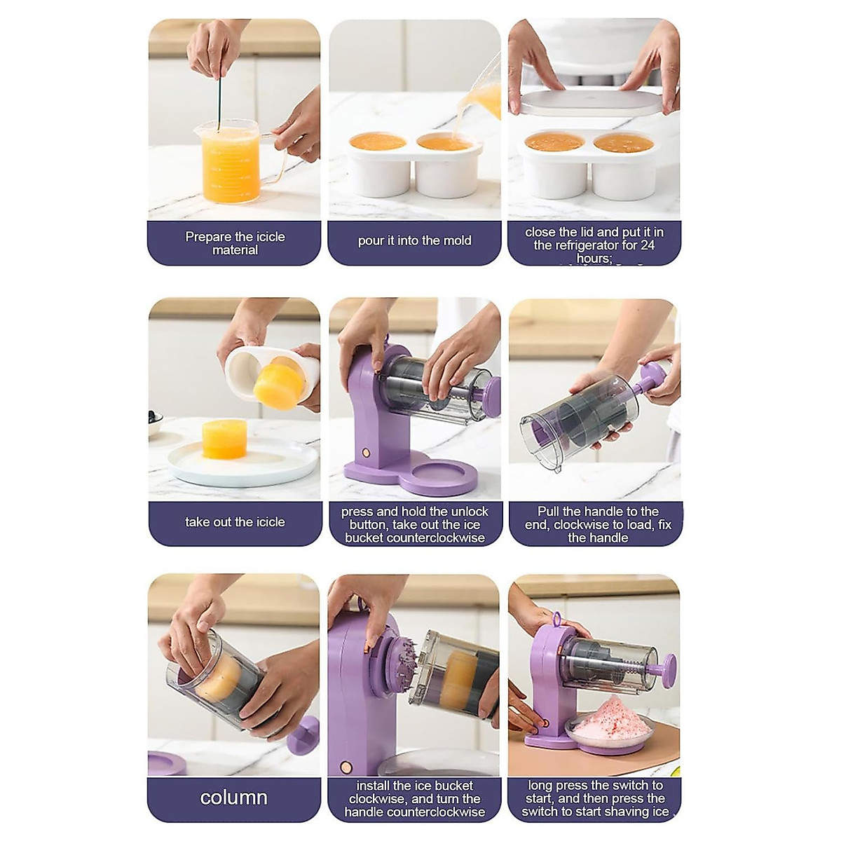 FAXIOAWA Portable Ice Crusher and Shaved Ice Machine with 2 Ice Cube Molds, Premium Electric Ice Shaver and Snow Cone Machine, USB Rechargeable Commercial Ice Shaver Crusher