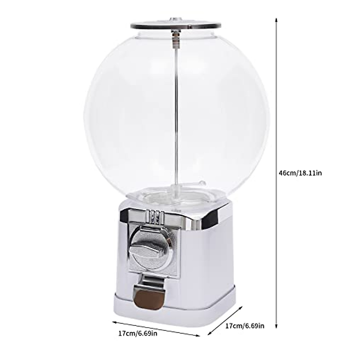 Gumball Machine Big Bubble Gumball Dispenser Machine 1.26in Ball Bulk Vending Machine w/key Classic Bubble Capsule Toys Candy Dispenser Vending Machine (White)