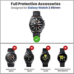 Goton 3 in 1 Accessories for Samsung Galaxy Watch 3 45mm, 1 Rugged TPU Armor Bumper Case +2 Tempered Glass Screen Protector Films + 1 Bezel Ring for Galaxy Watch 3 45mm (Black,45mm)
