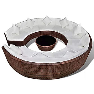 vidaXL Patio Sofa Set Poly Rattan Wicker Brown Garden Outdoor Lounge Coffee Table