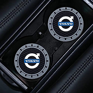 for Volvo Car Cup Holder Coaster,Cup Holder Insert Coaster for Volvo XC60 S40 S60 S90 XC40 XC70 XC90 V40 V60 V90 S80 S80L,Anti Slip Car Cup Coaster for Volvo Car Interior Accessories,Black