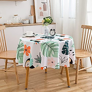 QiCHo Tropical Birds Toucan Round Tablecloth Thicken Desk Cloth Washable Table Cover, Hawaiian Theme Table Cloth for Kitchen Daily Dinning Party Tabletop Decor 70 Inch