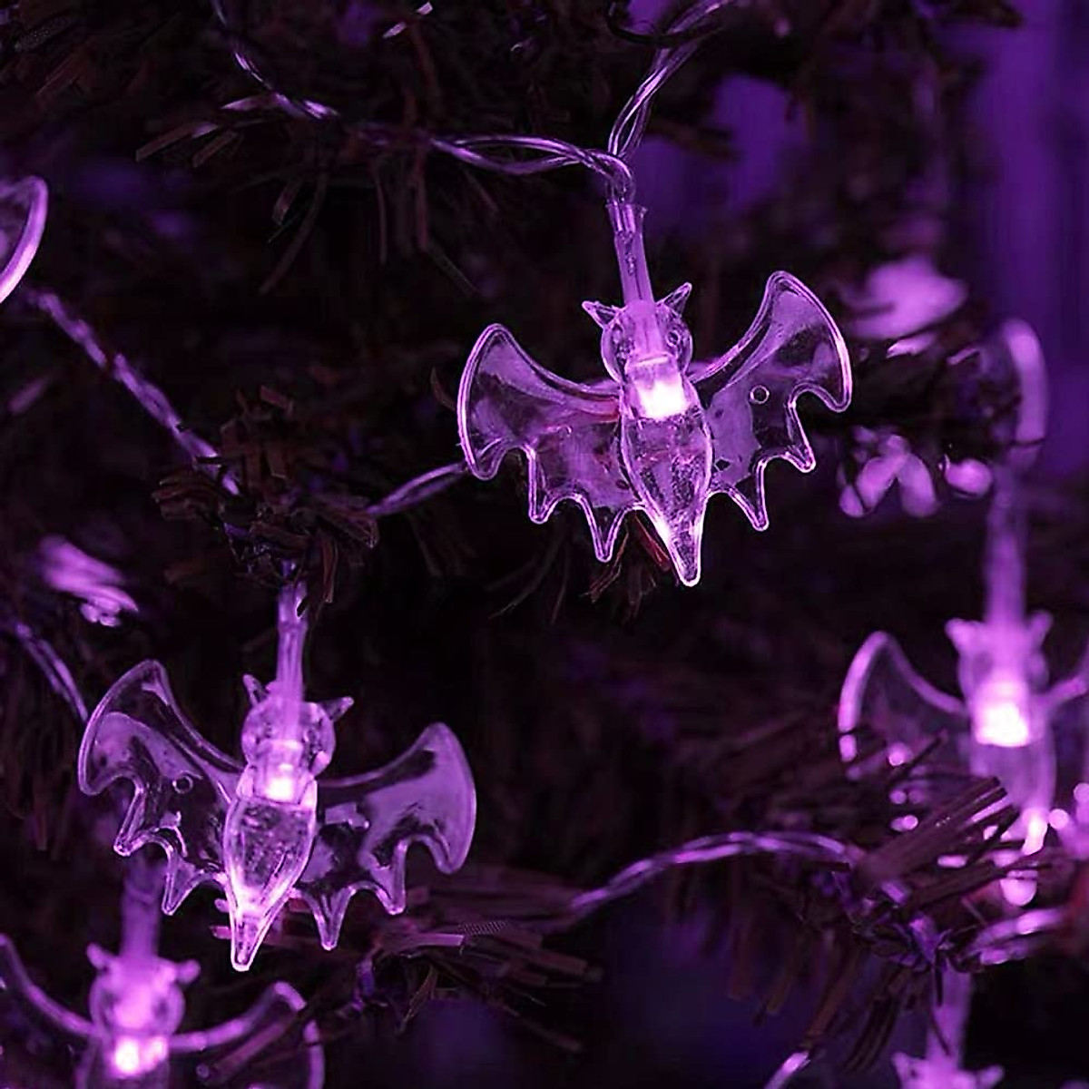 ZOOs Halloween String Lights 50 LED 16.4Ft Waterproof Purple Bat String Lights,8 Modes Battery Operated Party Decor for Garden Home Festival Decorations Trick or Treat