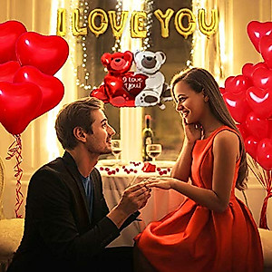 50 Pieces Love Heart Balloons Red Latex Heart Balloons for Valentines Day Wedding Anniversary Engagement Birthday Garden Company Celebration Graduation Prom Party Decoration Romantic Decoration