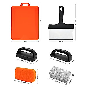 KTUOPEE Griddle Cleaning Kit for Blackstone 18 Pieces Flat Top Grill Accessories Cleaner Tool Set with Scraper, Heat-Resistant Silicone Spatula Mat with Hanger, Cleaning Brick, Scouring Pads