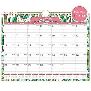 2025-2026 Wall Calendar - 18 Months Wall Calendar 2025-2026 from Jul. 2025 - Dec. 2026, 11" x 8.5", Twin-wire Binding, Ruled Blocks with Julian Dates