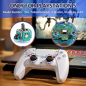 PS5 Joysticks Replacement for Sony Playstation 5 PS5 Controller Joystick Replacement PS5 Analog Stick Replacement Module Potentiometer for PS5 Joystick Thumb Stick Replacement Part with Tools(2Pack)