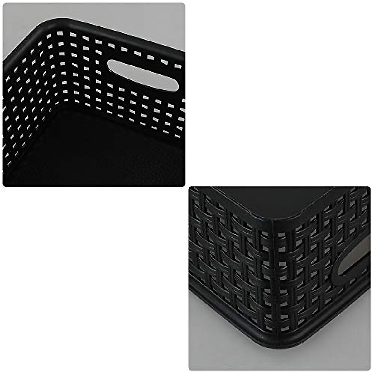 Xowine Black Plastic Storage Basket, Set of 6