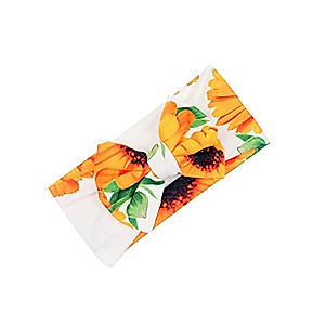 Thorn Tree Newborn Baby Girl Receiving Blankets Infant Baby Sunflower Swaddling+Bowknot Headbands 2Pcs for Cute Baby (0-3 Months,White Baby Wrap Blanket)