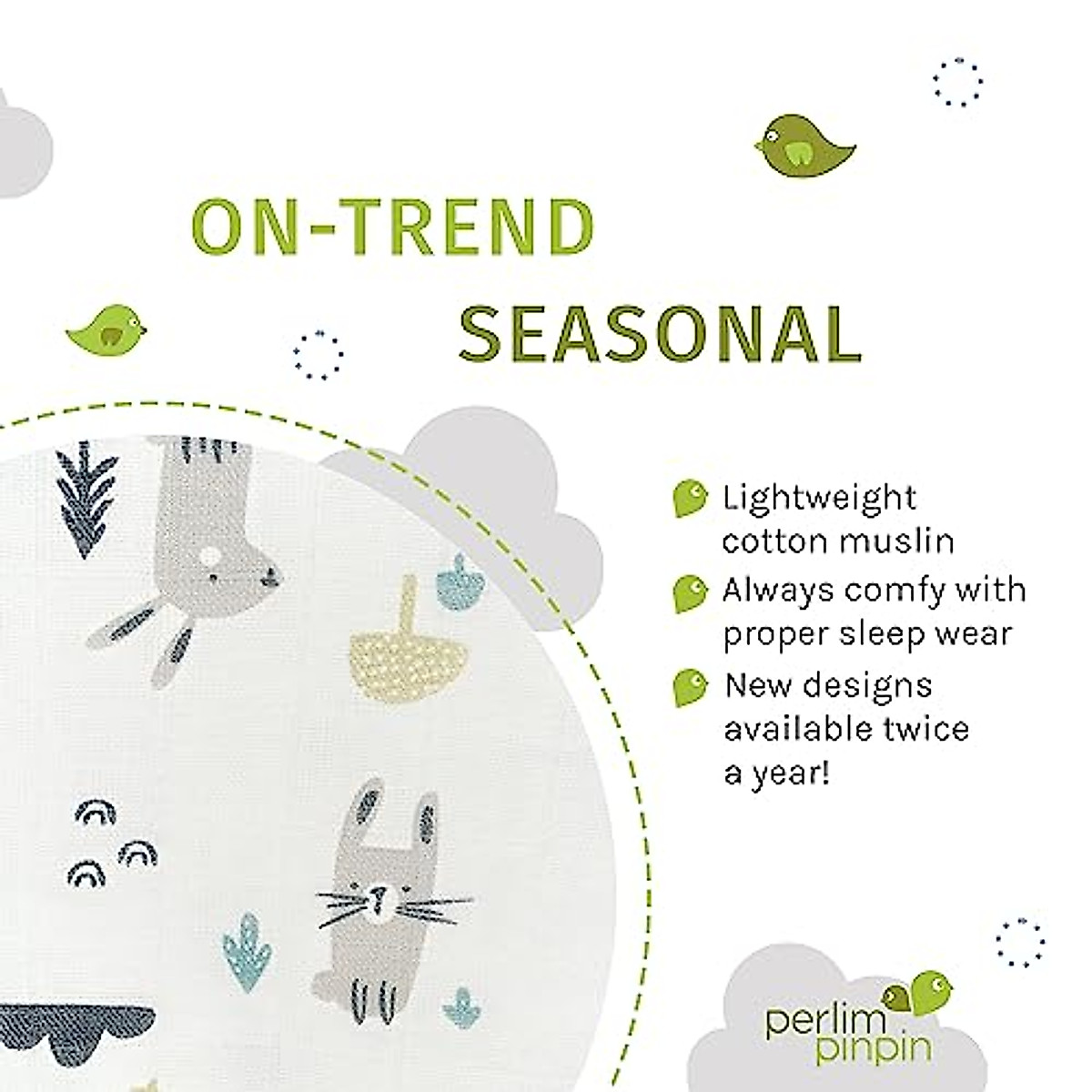 New 2024 Spring Summer Release - Perlimpinpin 0.7 TOG Cotton Baby Sleep​ Sack – Tailored to any American Climate