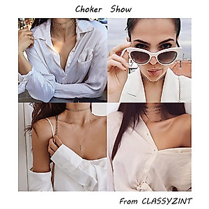 CLASSYZINT Gold Chunky Choker Necklace Large Wide Chain Short Chokers For Women (Watch strap chain choker)
