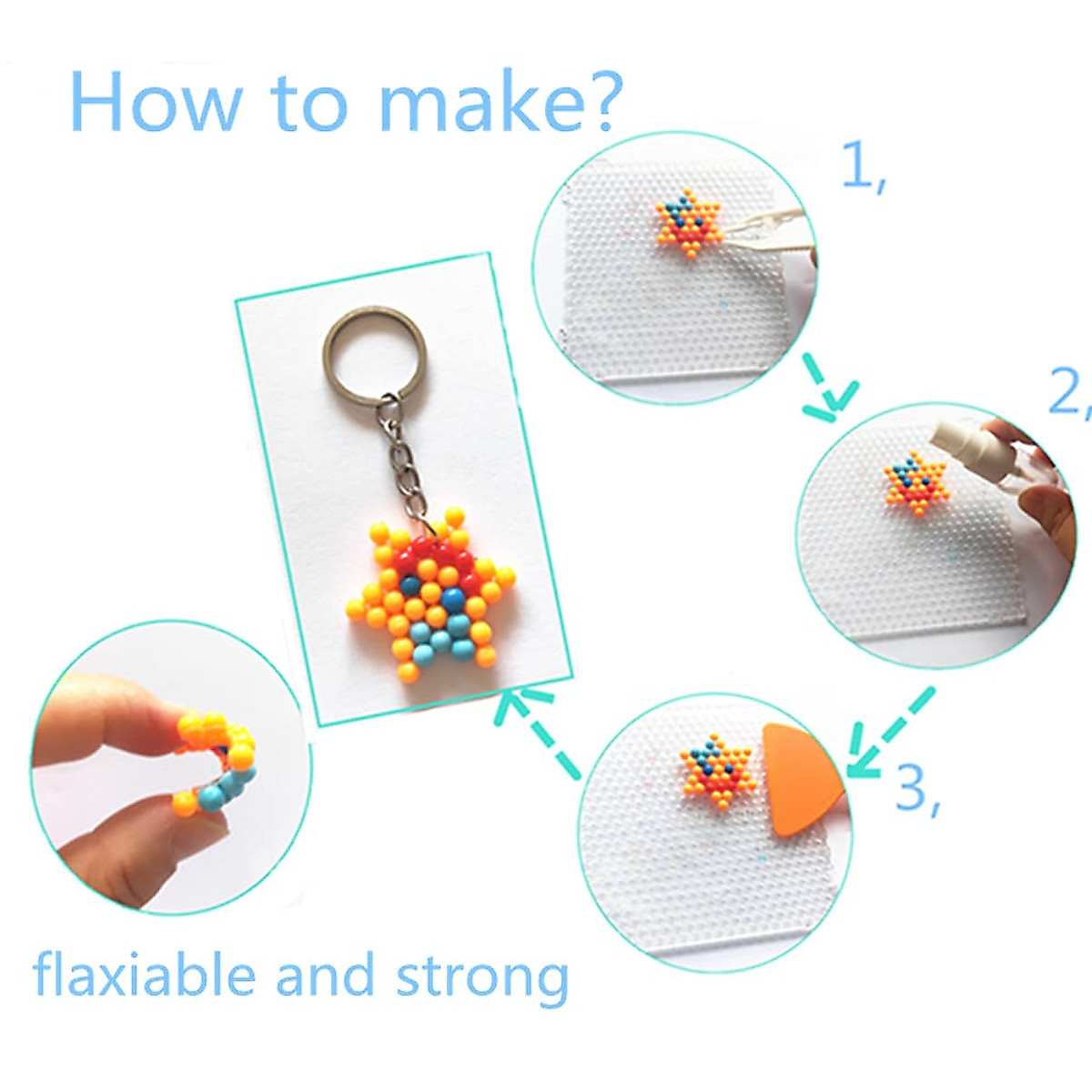 Vytung Water Fuse Beads Kit-3600 Beads 24 Colors(6 Glow in Dark) Mega Bead Refill Beads for Kids Beginners Activity Pack(3600 Beads Refill Pack))