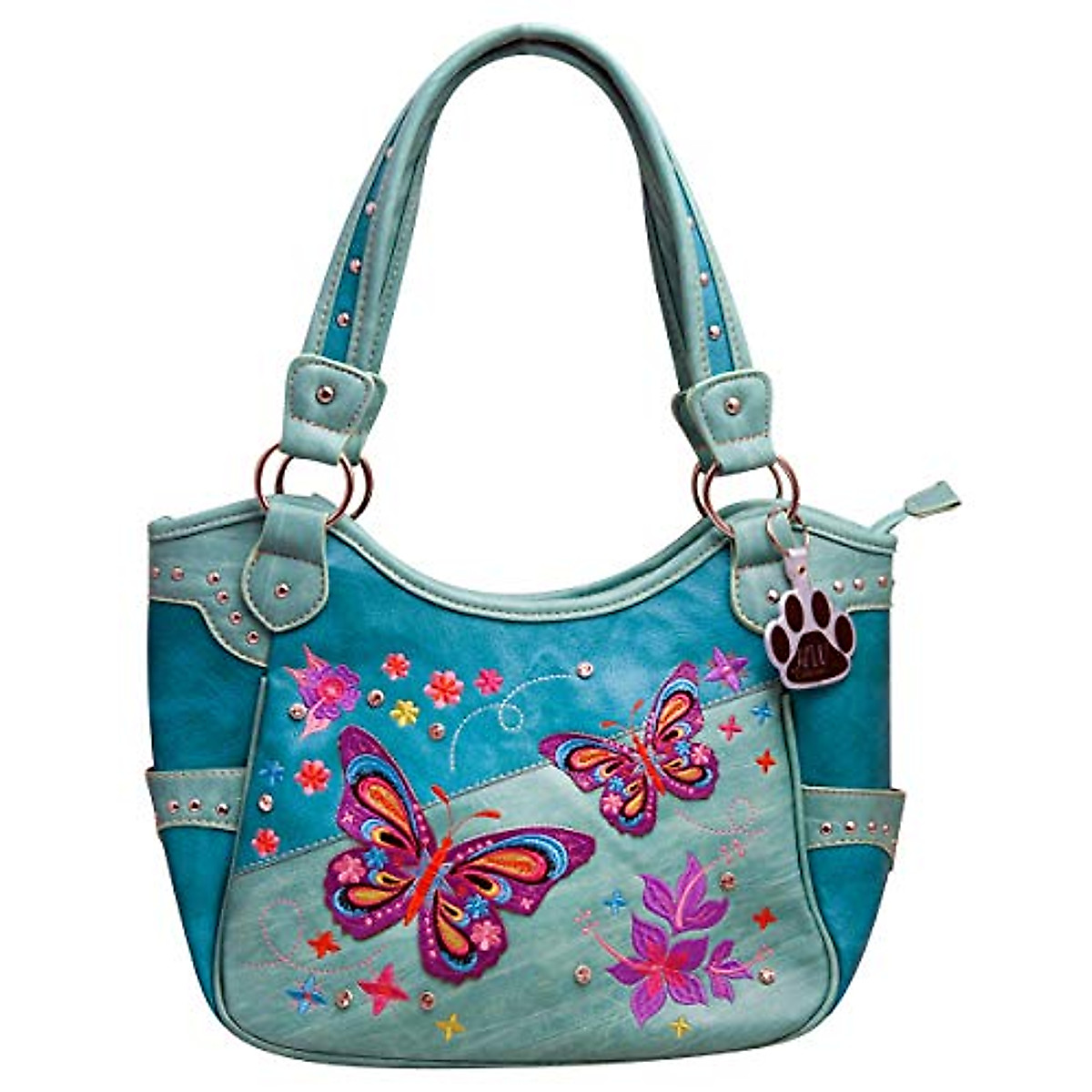 HW Collection Butterfly Purse Western Concealed Carry Country Handbag Wallet Set (Turquoise)