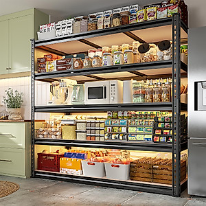 REIBII 48.2''W Garage Shelving Heavy Duty Storage Shelves 3000LBS Heavy Duty Shelving 72''H Adjustable Metal Shelves for Garage Storage Rack Industrial Shelf Utility Rack, 48.2''W X72''H X 24''D