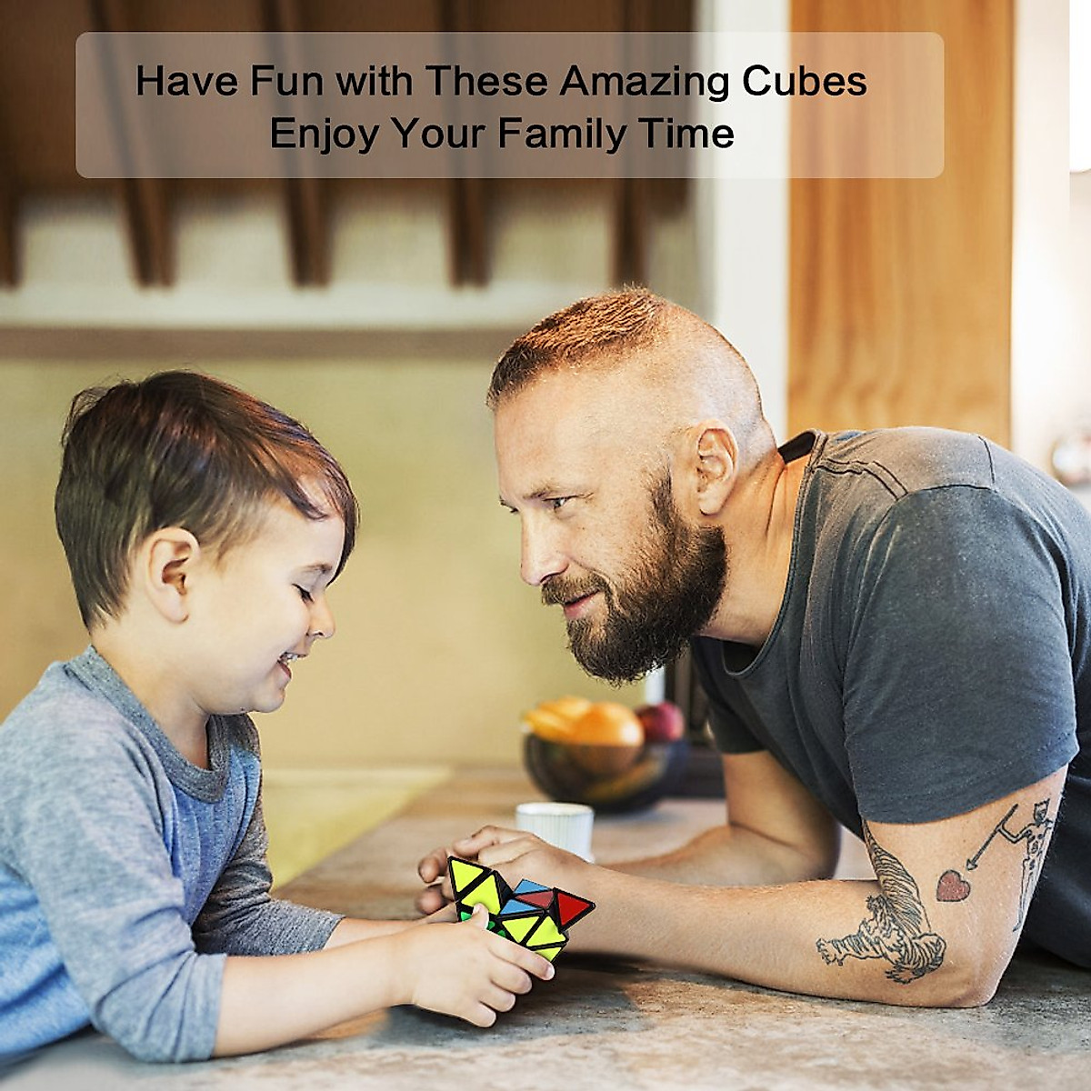 ROXENDA Speed Cube Set, Magic Cube Set of 2x2x2 3x3x3 Pyramid Cube Smooth Puzzle Cube (Black)