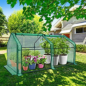 Ohuhu Portable Mini Greenhouse, 71"x36"x36" Greenhouses for Outdoors with Dual Large Zipper Doors & Ground Stakes, Waterproof & UV Protected Plastic Green House for Outside Garden Patio Backyard