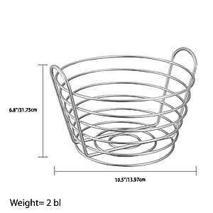 Home Basics Simplicity Collection Beautiful Rust Resistant Steel Fruit Basket, Vegetables, Bread Bowl, Dining Room, Kitchen, Satin Nickel