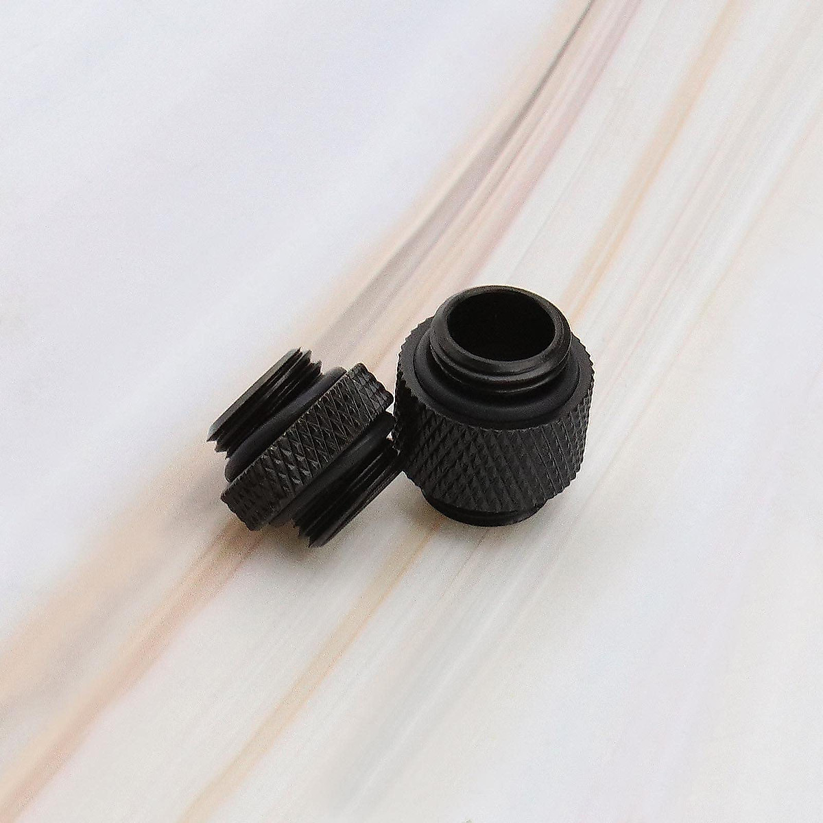 2pcs Black G1/4 Water Cooling Adapter with O- Ring Rubber Water Stop Plug Compatible with Computer Water Cooling System Water Tank and Pump