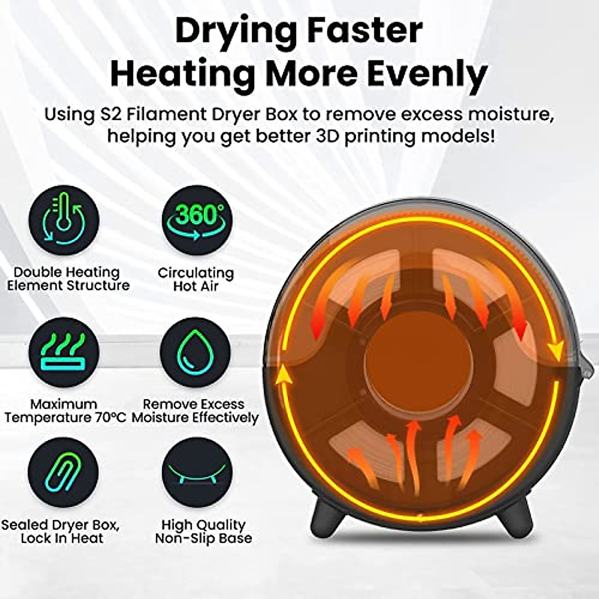 Oumefar 3D Printer Consumables Drying Box, 100‑240V Adjustable Temp and Time Touch Screen Easy to Operate ABS Shell PLA Filament Dryer for Removing Moisture(JP Plug) Mechanicalcomponents