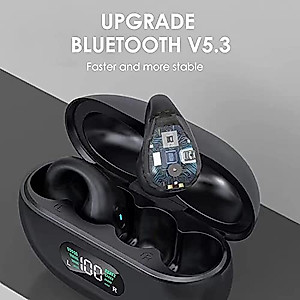 MONKPEAR Wireless EarClip Bone Conduction Headphones, 2023 New Ear Clip Bone Conduction Headphones Bluetooth, Open Ear Headphones Wireless Bluetooth for Running Cycling Sports Earbuds (Black)