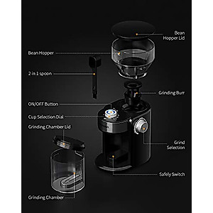 SHARDOR Electric Burr Coffee Grinder 2.0, Adjustable Burr Mill with 16 Precise Grind Setting for 2-14 Cup, Black