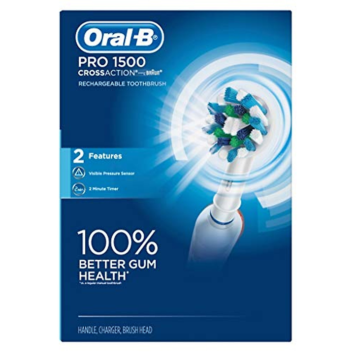 Oral-B Toothbrush Pro 1500 Cross Action Rechargeable (2 Pack)