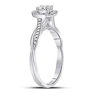 14kt White Gold Oval Diamond Solitaire Bridal Wedding Engagement Ring 1/3 Cttw