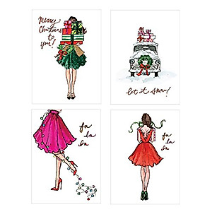 Graphique Chic Xmas Holiday Cards | Pack of 20 Blank Cards with Envelopes | Christmas Greetings | 4 Assorted Designs with Glitter Accents | Boxed Set for Personalized Notes | 4.25" x 5.875"