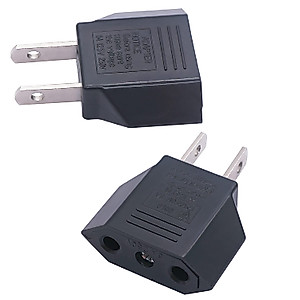 TWTADE 6pcs EU to US Plug Adapter Europe to USA Travel Small Power Plug 6A 125V/250V Adapter Converter (Black) I-021