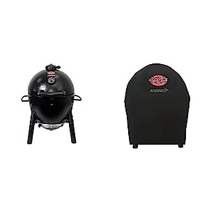 Char-Griller E6714 AKORN Jr. Portable Kamado Charcoal Grill + Grill Cover Bundle