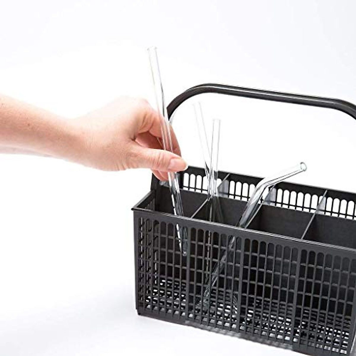 Halm Glass Straws - 6 Long 12 inch Bent Reusable Drinking Straws + Plastic-Free Cleaning Brush - Perfect for Bottles - 30 cm Made in Germany - Dishwasher Safe - Eco-Friendly