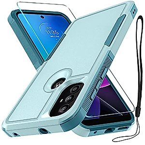 for Motorola Moto G Play 2023, Moto G Pure, Moto G Power 2022 Case with Tempered Glass Screen Protector, 2-in-1 Full Body Heavy Duty Rugged Shockproof Protective Phone Cover, Mint Green