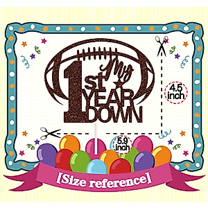 My 1st Year Down Cake Topper, American Football Touchdown One Year Birthday Party Decoration, Sports Theme Baby Shower / 1st Birthday Party Decorations Supplies for Boys